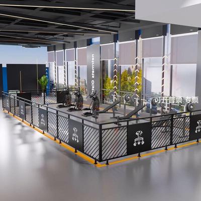 健身房护栏私教区铁艺围栏拳击训练瑜伽运动馆过道半截镂空矮隔断