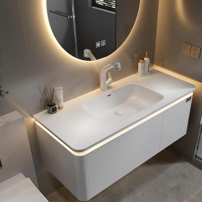 奶油风可耐丽肤感一体盆浴室柜组合现代卫生间洗漱台洗手池盆套装