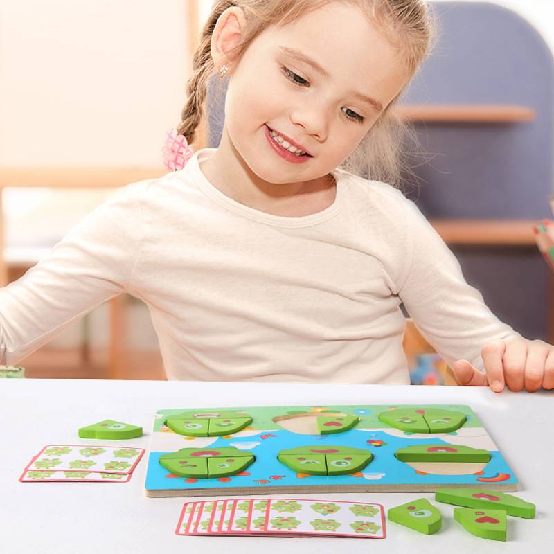 幼儿童积木制怪兽表情拼拼乐拼图画板二合一思维大挑战益智力玩具