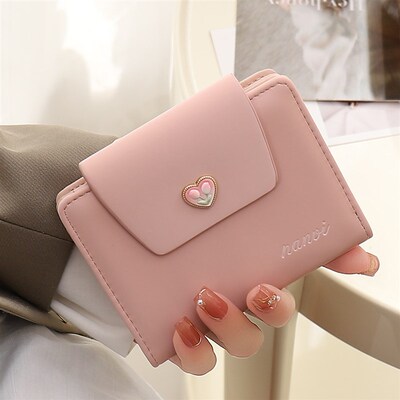 钱包女短款2024新款日系小钱y包流光爱心多卡位钱包卡包一体零钱