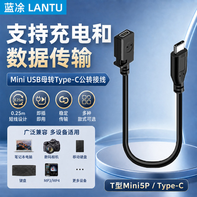 MiniUSB母转母Type-C公转接头