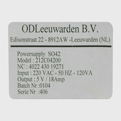ODLEEUWARDENB.V.POWERSUPPLYSO42PAS5000/2500200VAC5