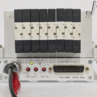 34781 SMC 8SLOT PNEUMATIC MANIFOLD W DEVICENET INTERLOCKS EX