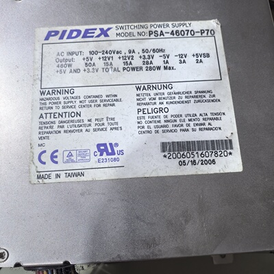 PIDEX工控机电源型号PSA46070P70额定功-议价