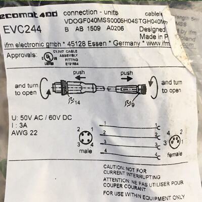 询》EVC244.EVC412.EVT001.EVC023.德国IFM传感器连接线