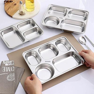 包邮30锈4不钢DFR-0674分格餐盘上打班族食堂饭餐深盘碗饭盒加加