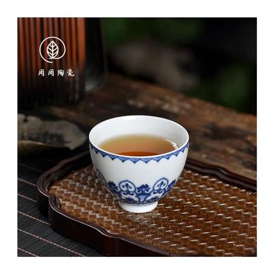 景德镇青花宝相鸡心杯主人