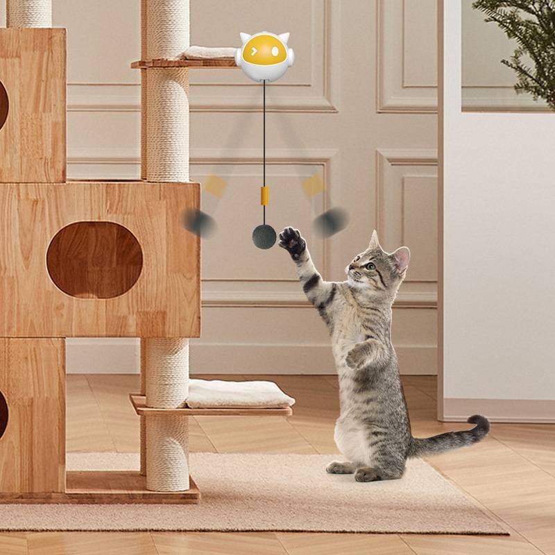 新款电动逗猫球宠物玩具可升降毛球逗猫棒自嗨猫咪逗猫球智能升降