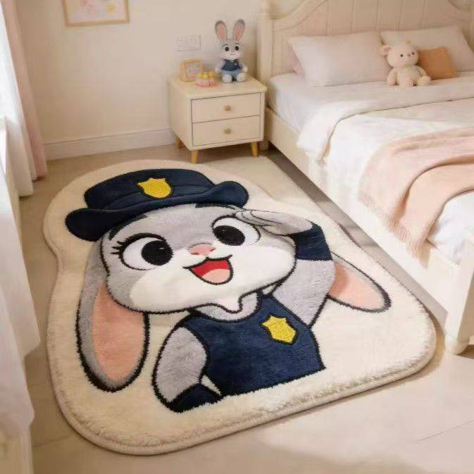 跨境卡通朱迪卧室床边毯耐脏耐磨易打理仿羊绒地毯客厅茶几地毯