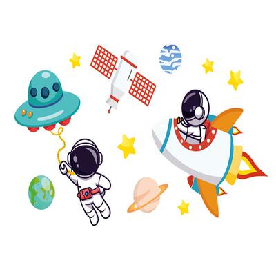 宇航员儿童房卧室景墙布空间球装饰ZED宇航局员立体声墙贴背纸星