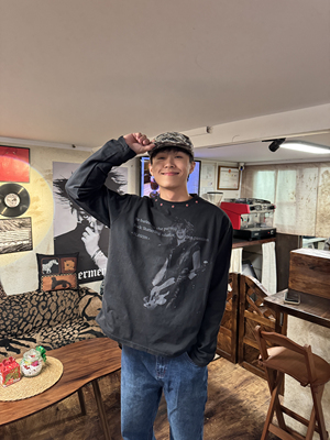 ATboa美式复古vintage摇滚做旧铆钉长袖T恤男女休闲百搭宽松上衣