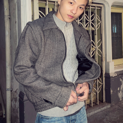 ATboa人字纹羊毛夹克男秋冬季