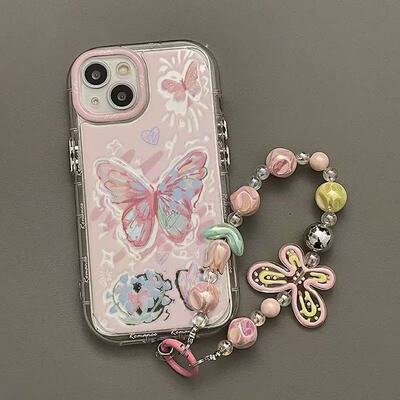粉色手链蝴蝶适用于oppofindx9手机壳x8x7x6prox5保护套Reno15/14/13PRO+reno12/10+/9/8女新款K12X11k7x狐尾