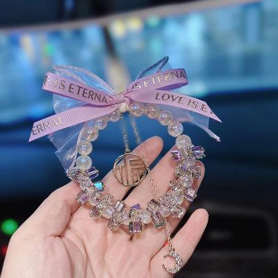 水晶紫汽挂品件网红款平安福后照镜吊坠用车装饰用耐高温车女4278