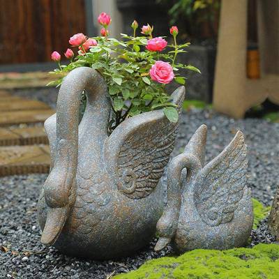 汉韵堂动物小花盆摆件户外庭池FNS花园鱼水景造景装院饰艺微景观