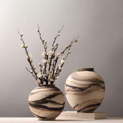 新中式水陶墨山花水画陶瓷瓶件客厅酒店玄关插UPN花景德摆镇罐高