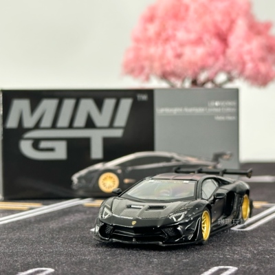 MINIGT,1087：兰博基尼 埃文塔多 黑金LB,合金小汽车模型摆件玩具
