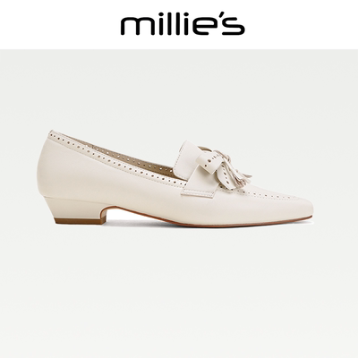 MILLIE'S/妙丽蝴蝶结流苏小皮鞋