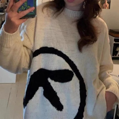 Men's Sweater Aphex Twin Knit Winter Oversized Vintage Long