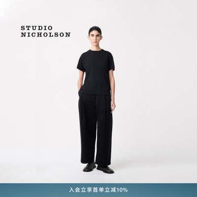 【经典甄选】STUDIO NICHOLSON女士DORDONI深褶棉质九分裤阔腿裤