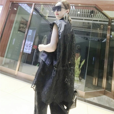 bf马甲女夏外穿薄款百搭透明刺绣宽松H欧货时尚新款外搭开衫马夹