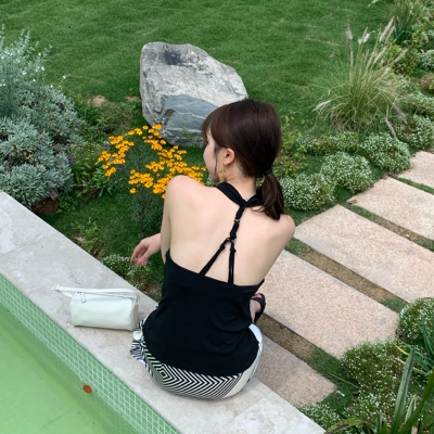 YOOMINI-修身露背坑条弹力气质优雅百搭背心26年夏背心Y11367-DSY
