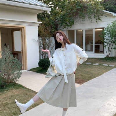 FEIMAO（YIMAO）-自然飘带轻法式松弛有度百搭衬衫20081