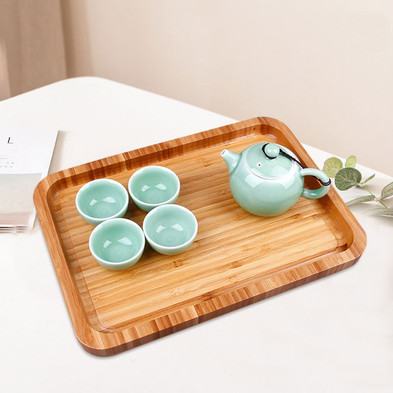 厂家创意长方f形圆角竹制托盘酒店家用餐厅面包餐盘茶餐具托盘