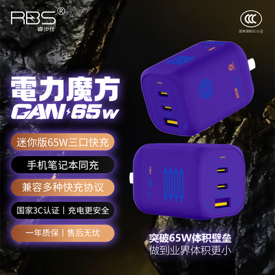 睿步仕65W充电器三口氮化镓