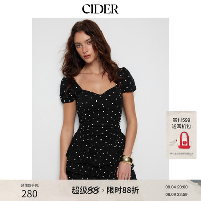 CIDER2026春季新品波点甜心泡泡袖褶皱迷你连衣裙115241788