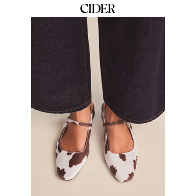 CIDER牛皮印花搭扣平底玛丽珍鞋114834623