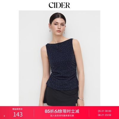 CIDERchic风水钻系带船领短款背心113824943