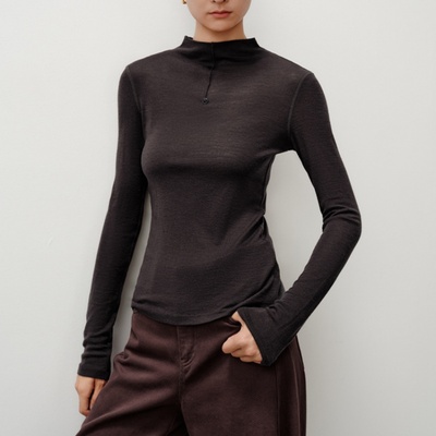 艾诺丝商场同款2025秋季新款长袖打底衫女显瘦羊毛针织衫AR604109