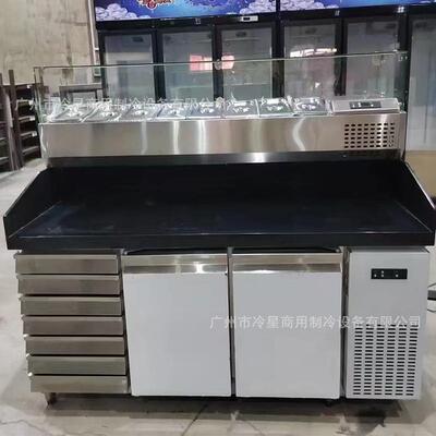 台式沙拉台组合披萨冷藏Ventilated/风冷工作台7抽屉大理石冰箱