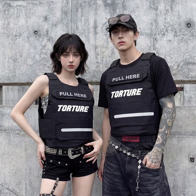 高街嘻哈Torture圆领马甲骑行