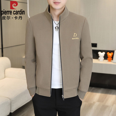 皮尔卡丹外套春秋季潮流男士休闲夹克2025新款青年高端立领上衣