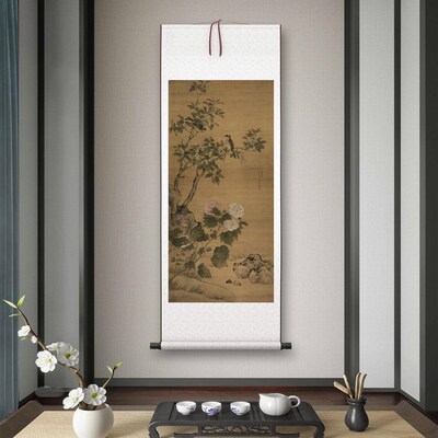 清代马荃《白头荣贵图》客厅书房茶室装饰画挂画玄关水墨高清卷轴