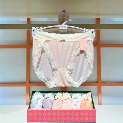 秘语新款女士内裤小森林的q夏锦丝螺纹中腰高弹61825/6826/61825