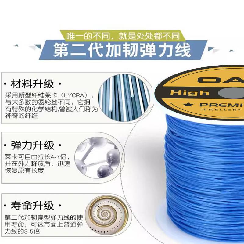 0.2特细扁丝弹力绳 水晶手串绳弹力线穿珠子串珍珠手链串珠专用线