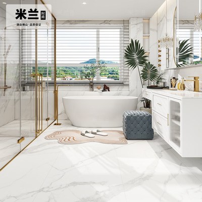 伯克利白800X2600岩板大板瓷砖别墅酒店卫生间浴室墙砖背景墙连纹