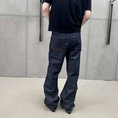 K1225蓝松石BERTO复古直筒原牛仔长裤皮牌baggy长裤美式百搭