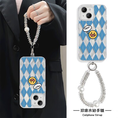 iPhone13手机壳带挂绳12promax高级感x200小米15Ultra适用14pm羽纱苹果16硬手链链条neo10菱格笑脸华为mate70