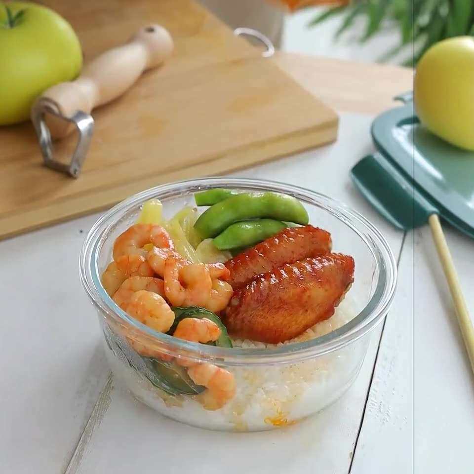 上班族餐盒分隔当保鲜盒可微波炉加热水果便专用的玻璃饭盒碗带盖