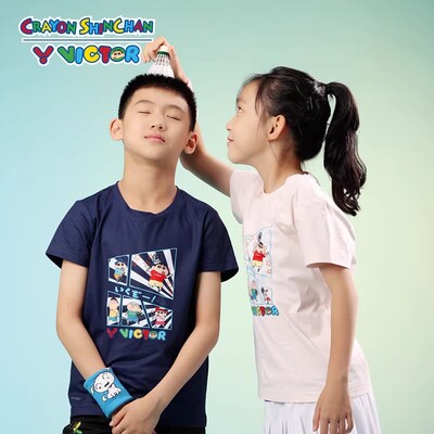 威克多VICTOR胜利羽毛球服T-404JRCS青少年短袖T恤蜡笔小新联名