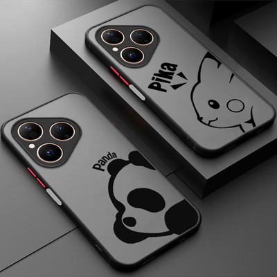 卡通熊猫适用华为Pura80手机壳P80纯色磨砂5G硅胶prau80全包huawei防摔paru80保护套p8o男潮女新款外壳新品