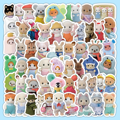200张森贝儿calico critters家族贴纸小生物卡通可爱装饰防水贴画