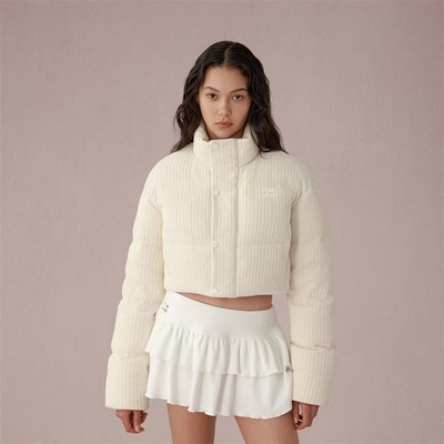 PUKI 灯芯绒基础短款羽绒服 新款设计立领轻薄高端百搭白色厚外套