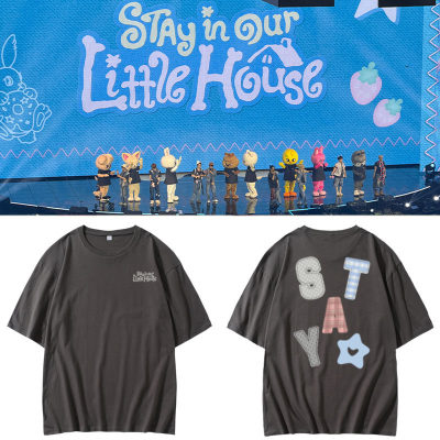 Straykids演唱会StayInOurLittleHouse同款短袖T恤纯棉圆领上衣服