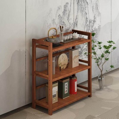 茶桌边茶架子置物架茶叶收纳柜小型博古架茶杯具架客厅茶叶展示柜