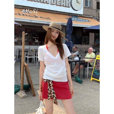 44AaSi多色囤!【夏季bi备】高级4色v领冰感基础t恤